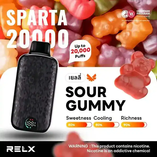 Relx Sparta 20K พอตใช้แล้วทิ้ง 20,000 คำ ฟีลสูบแน่น กลิ่นชัด